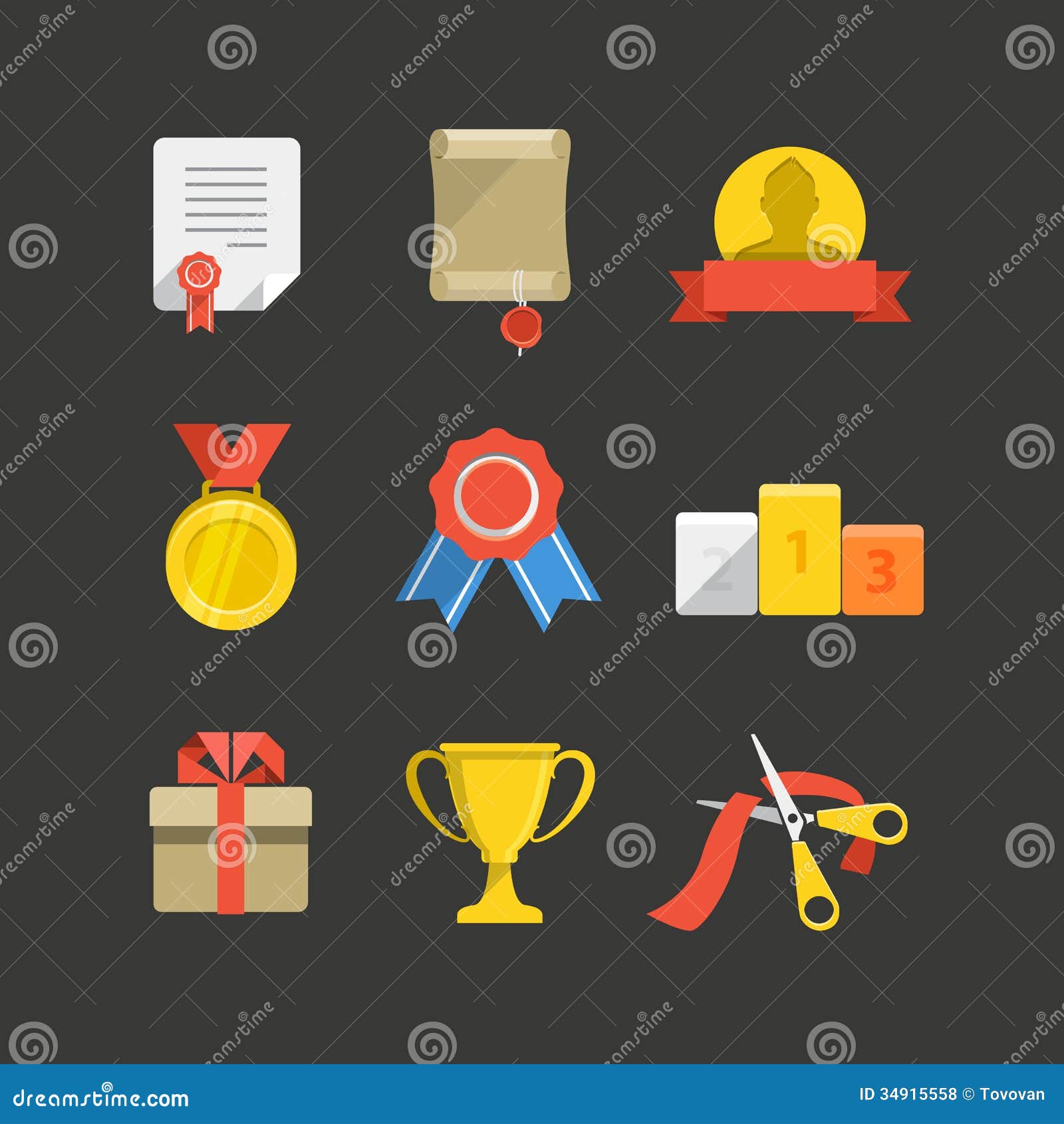 Competition Prizes Icon Set Stock Vector - Illustration of leader ...