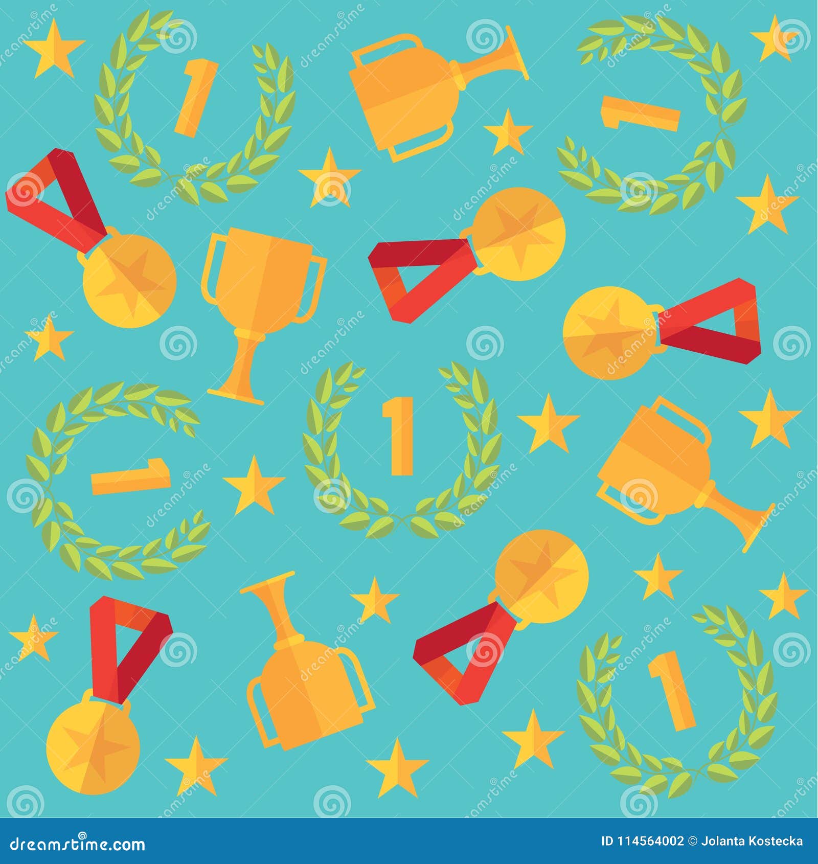 Competition Vector Background with Medals and Trophies Stock Vector ...