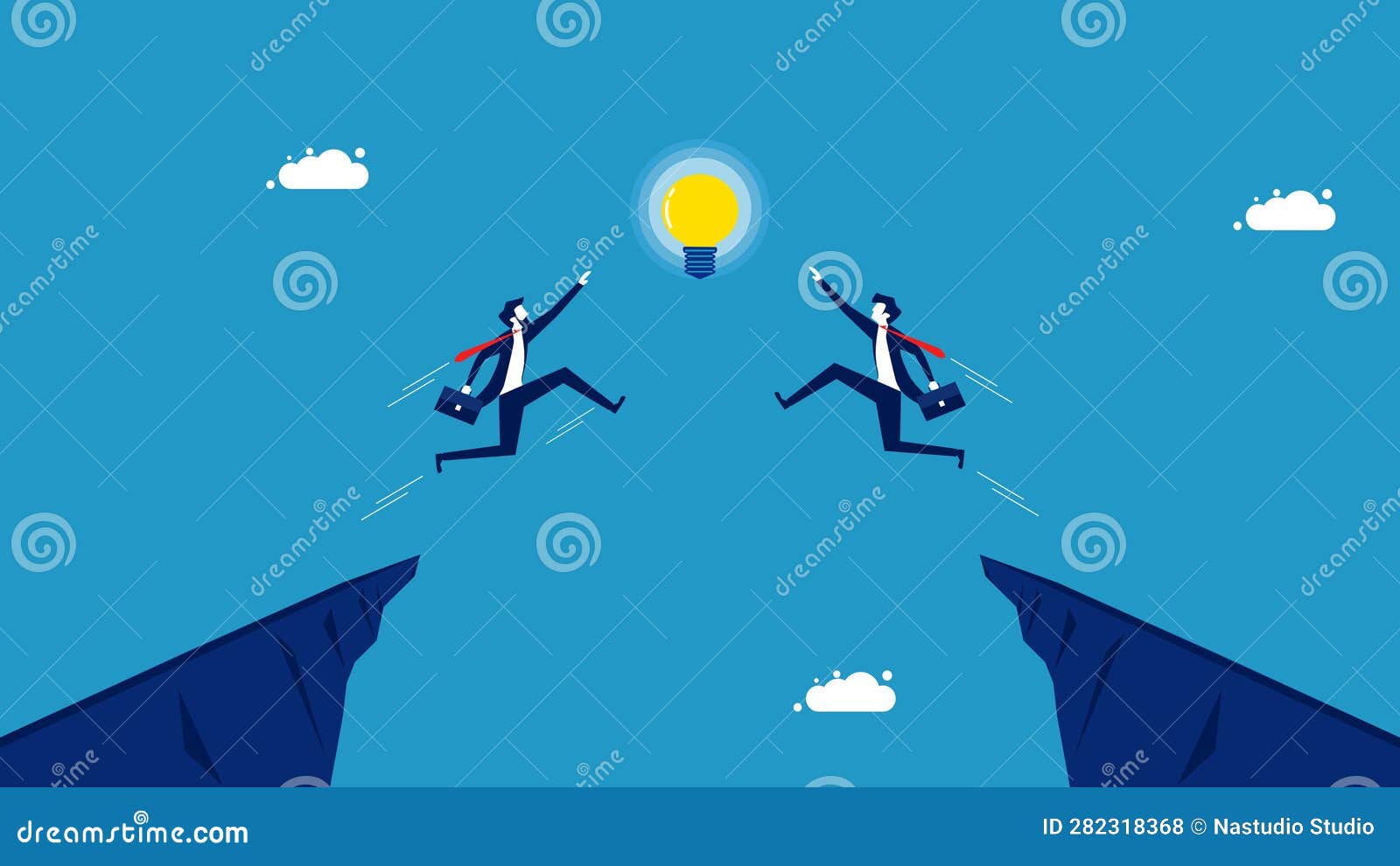 Competition for Wisdom. Businessmen Competing for Light Bulb Stock ...