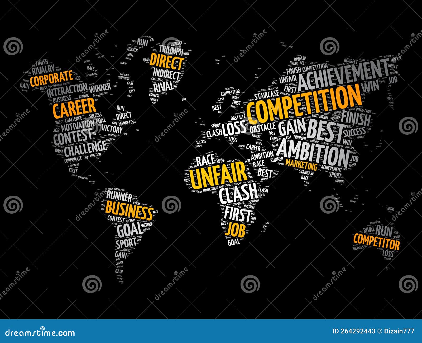 Competition Word Cloud in Shape of World Map, Business Concept ...