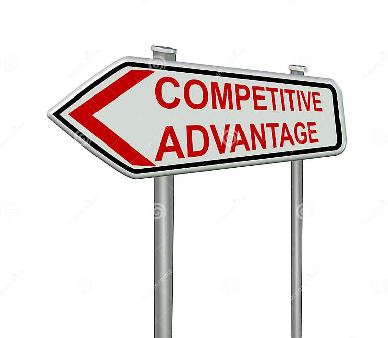 Competitive Advantage Sign Symbol Red Text - 3d Rendering Stock ...
