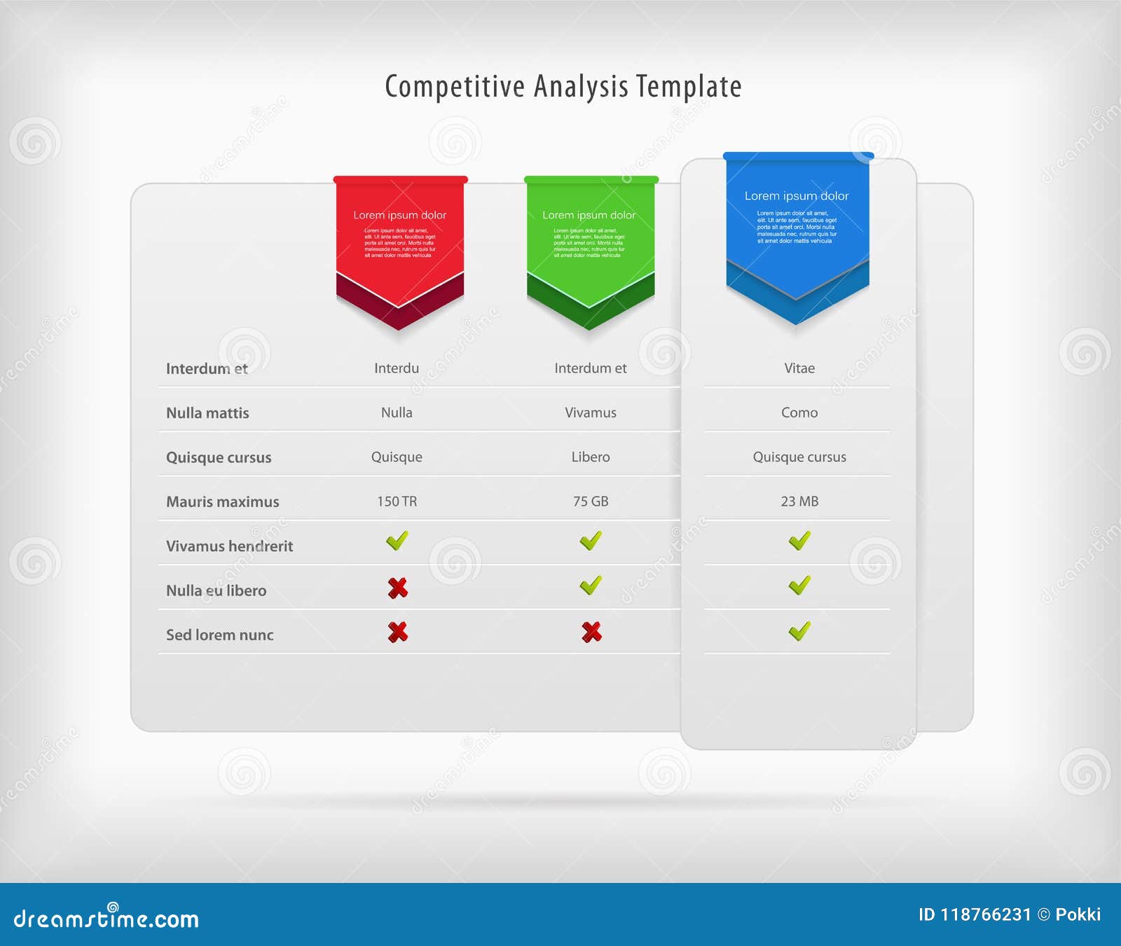 Competitive Analysis Vector Template with Colorful Ribbons. Stock ...