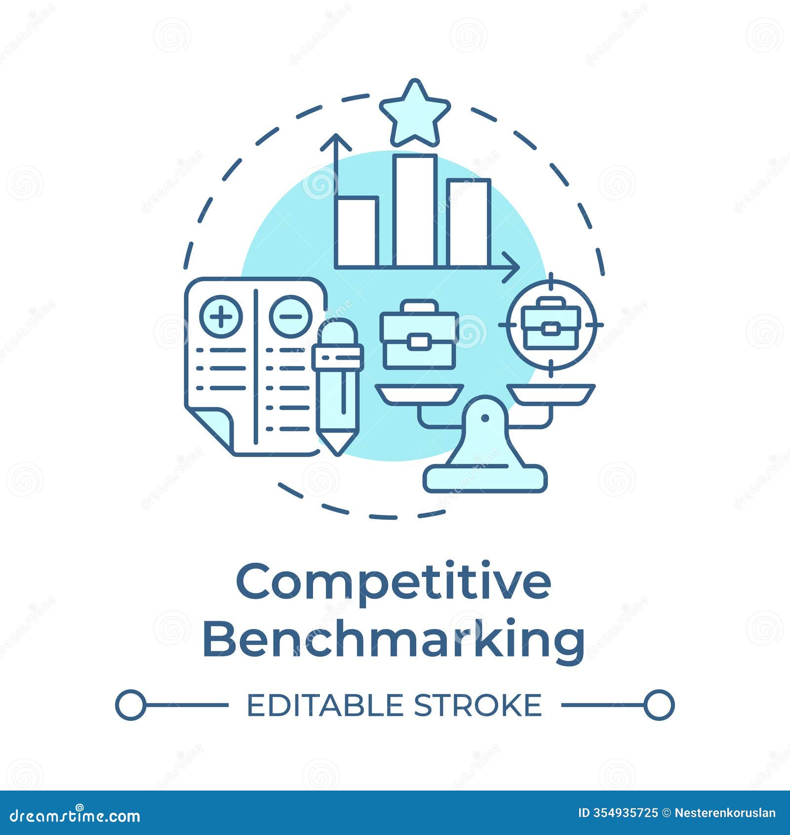 Competitive Benchmarking Soft Blue Concept Icon Stock Illustration ...