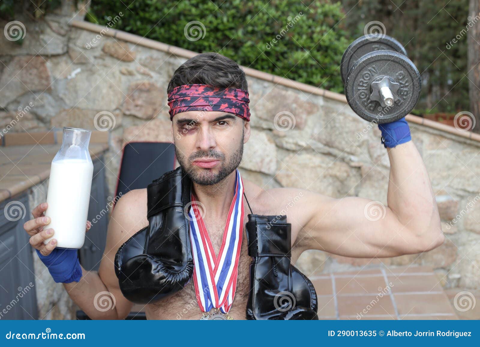 Competitive Boxer Drinking Milk To Get Energy Stock Image - Image of ...