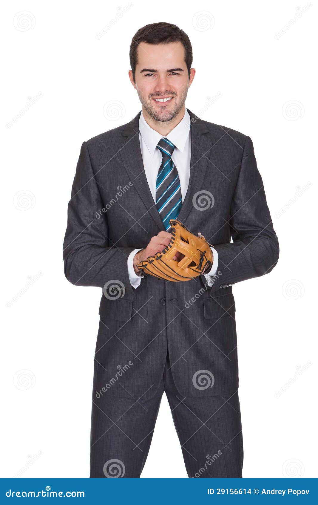 Competitive Businessman with Baseball Glove Stock Photo - Image of ...
