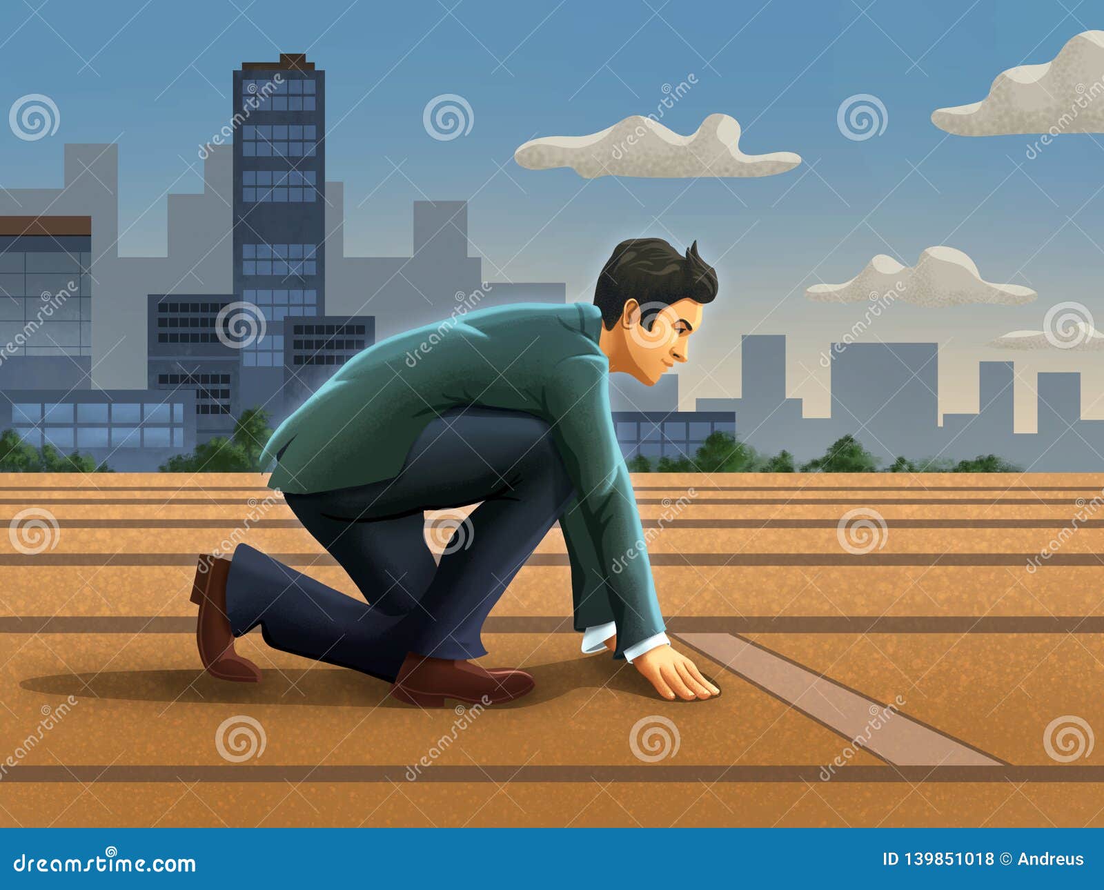 Competitive Businessman at the Starting Line Stock Illustration ...