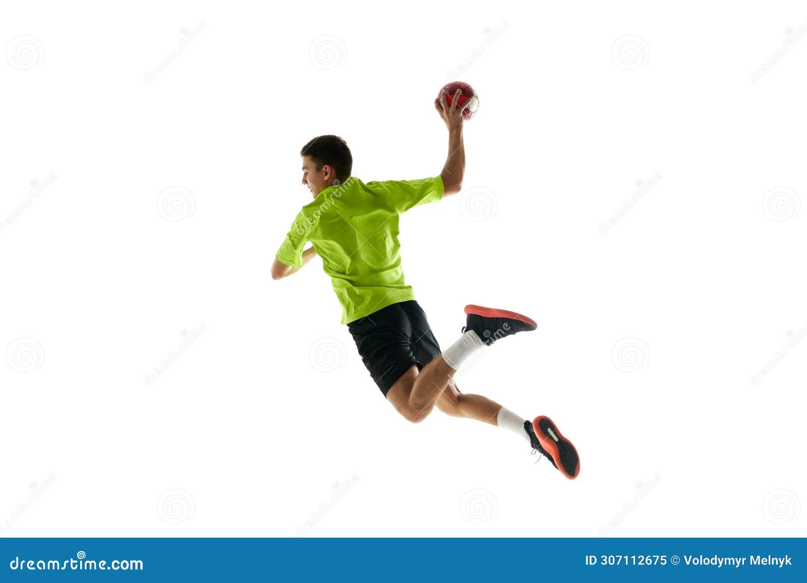 Competitive and Concentrated Young Guy, Handball Player in Motion ...