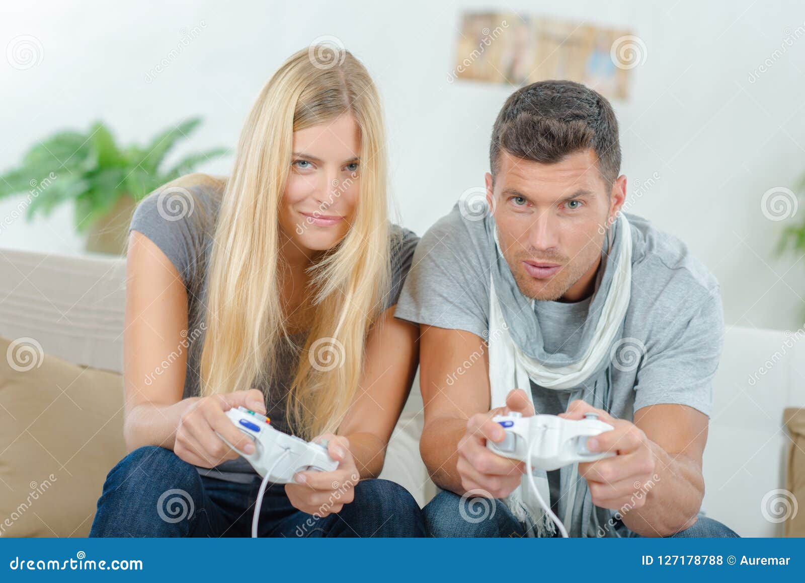 Competitive Couple Playing Video Games Stock Photo - Image of years ...