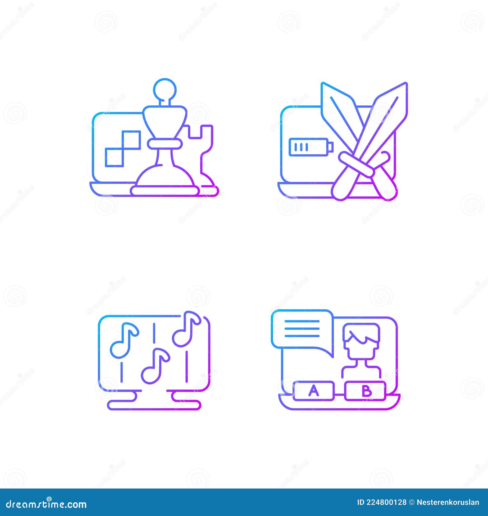 Competitive Games Types Gradient Linear Vector Icons Set Stock Vector ...