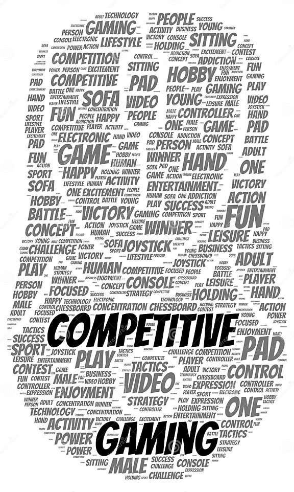Competitive Gaming Word Cloud Shape Stock Illustration - Illustration ...