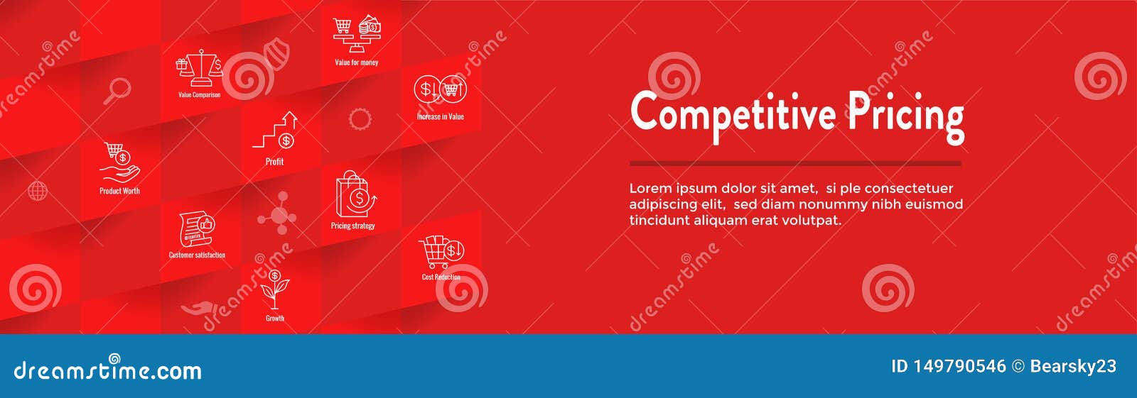 Competitive Pricing Icon Set with Growth, Profitability, & Worth Stock ...