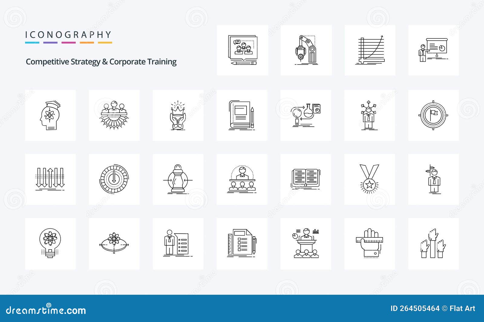 25 Competitive Strategy and Corporate Training Line Icon Pack. Vector ...