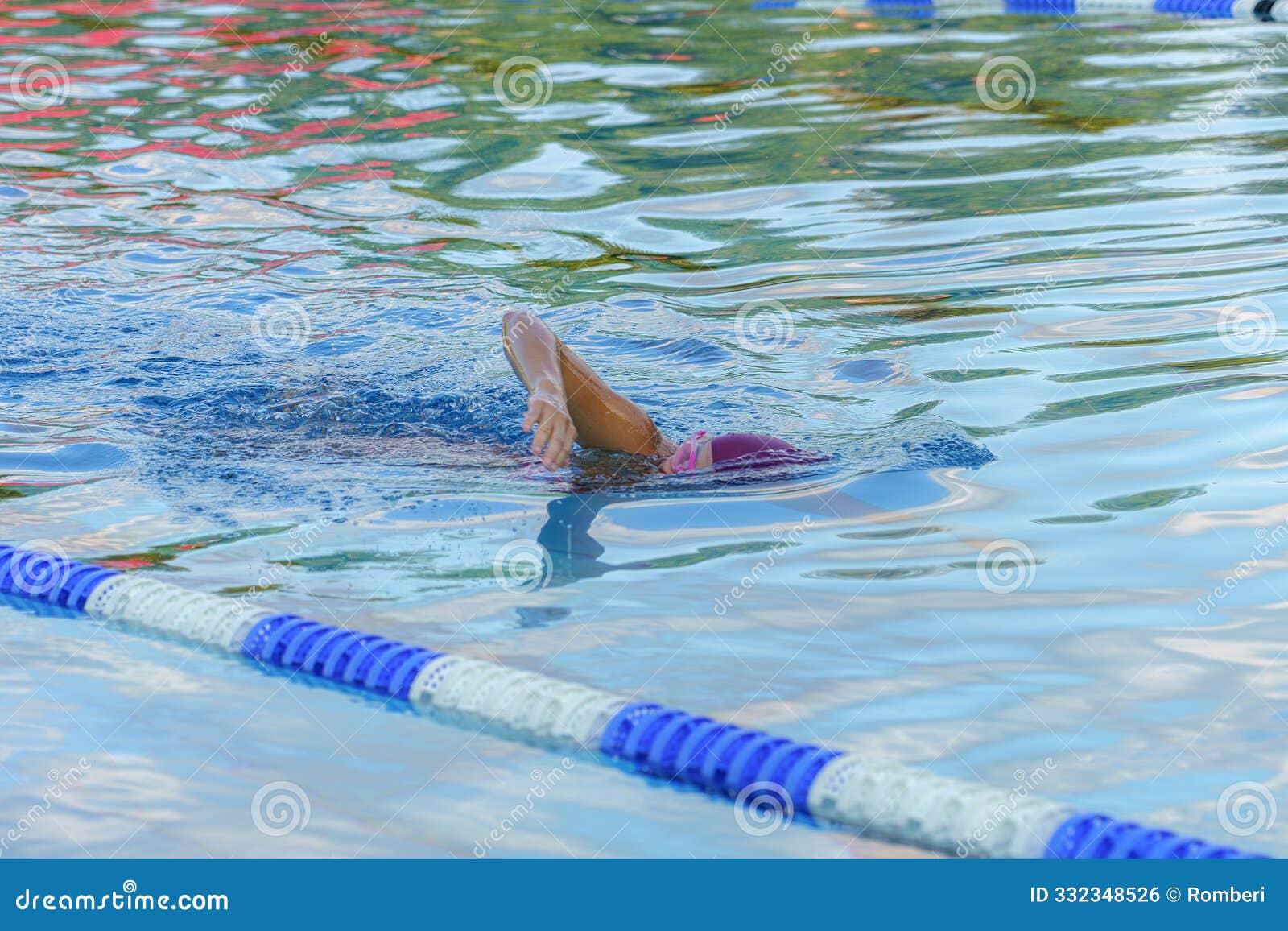 A Competitive Swimmer Swims in a Pool during Training Stock Photo ...
