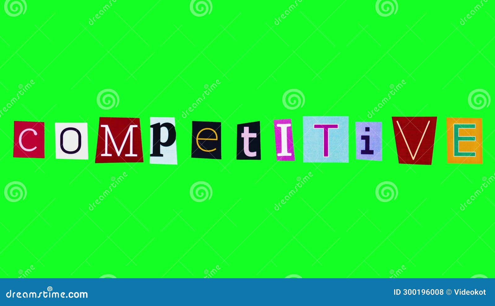 Competitive Text on Green Screen Background in Loop Animation of Single ...