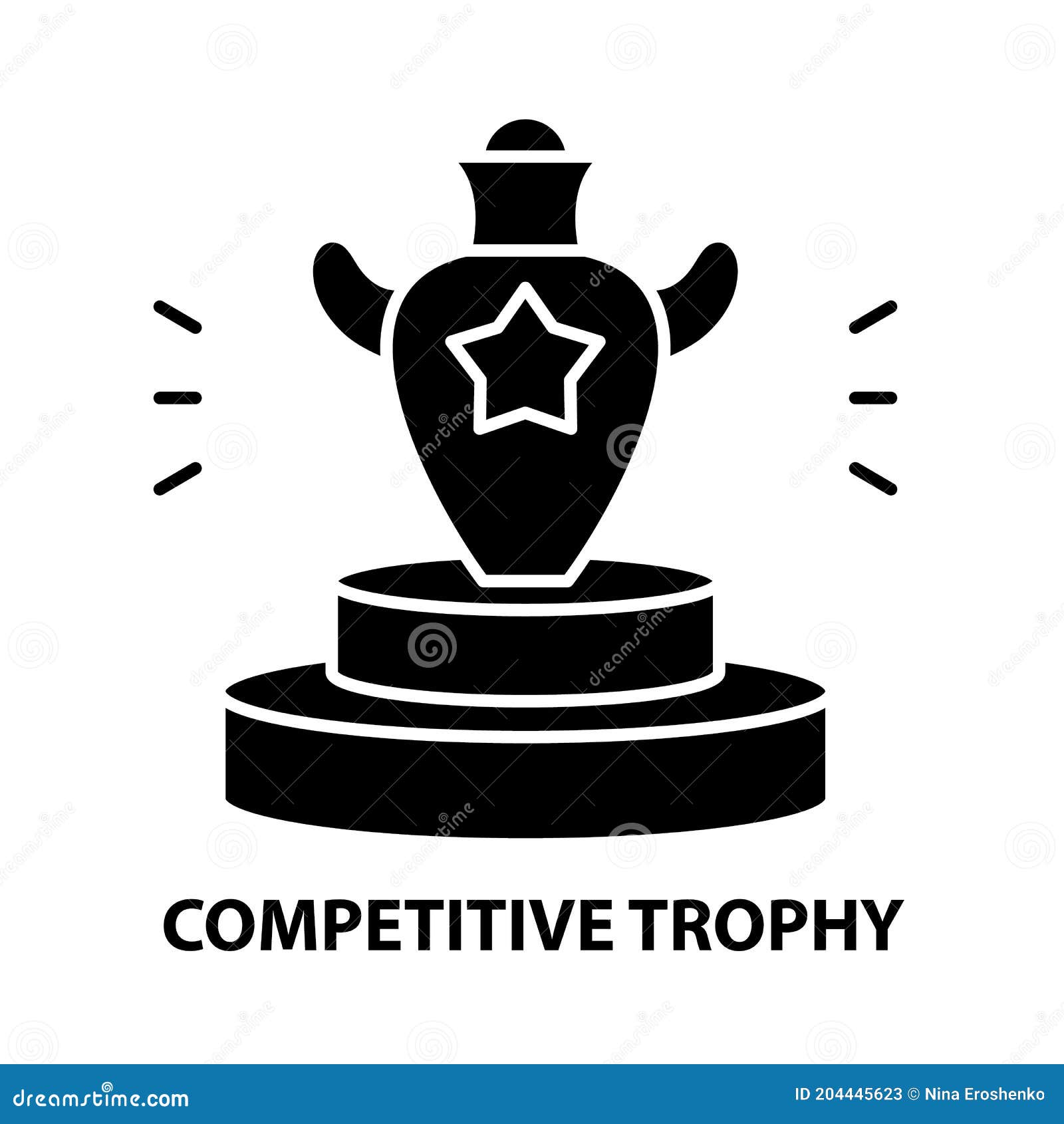 Competitive Trophy Icon, Black Vector Sign with Editable Strokes ...