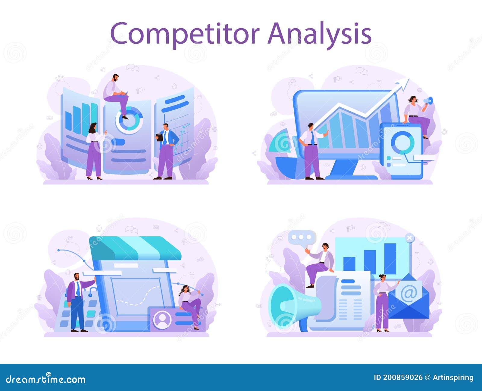 Competitor Analysis Concept Set. Market Research and Business Stock ...