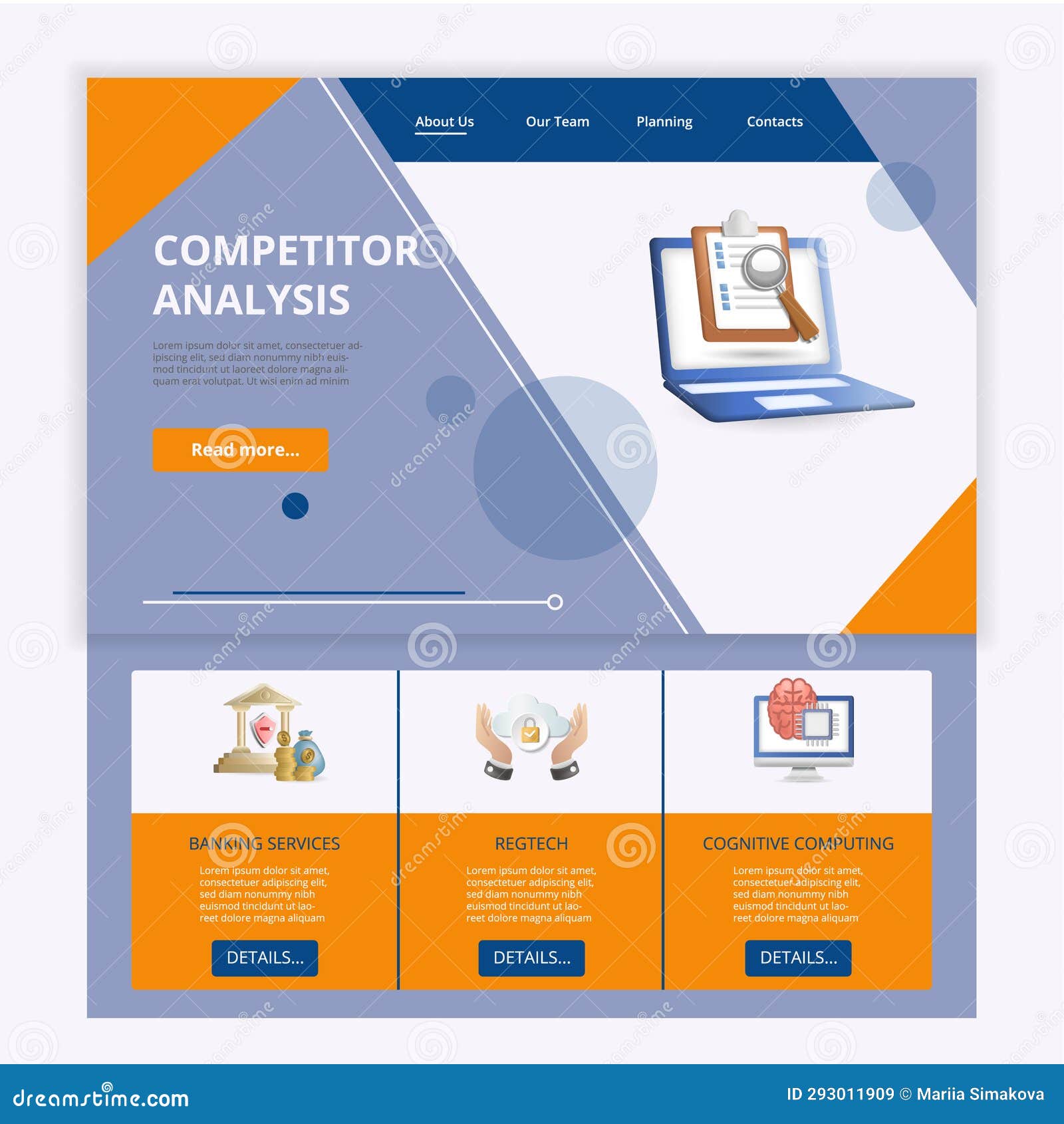 Competitor Analysis Flat Landing Page Website Template. Banking ...