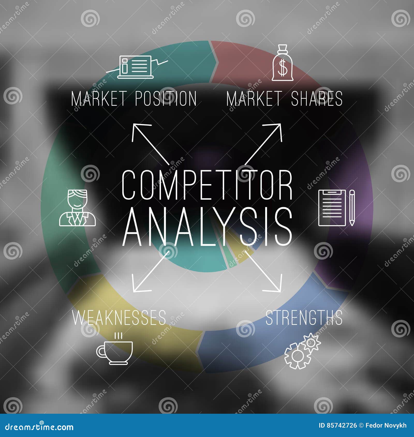 Competitor Analysis Infographics in Thin Line Style Stock Vector ...