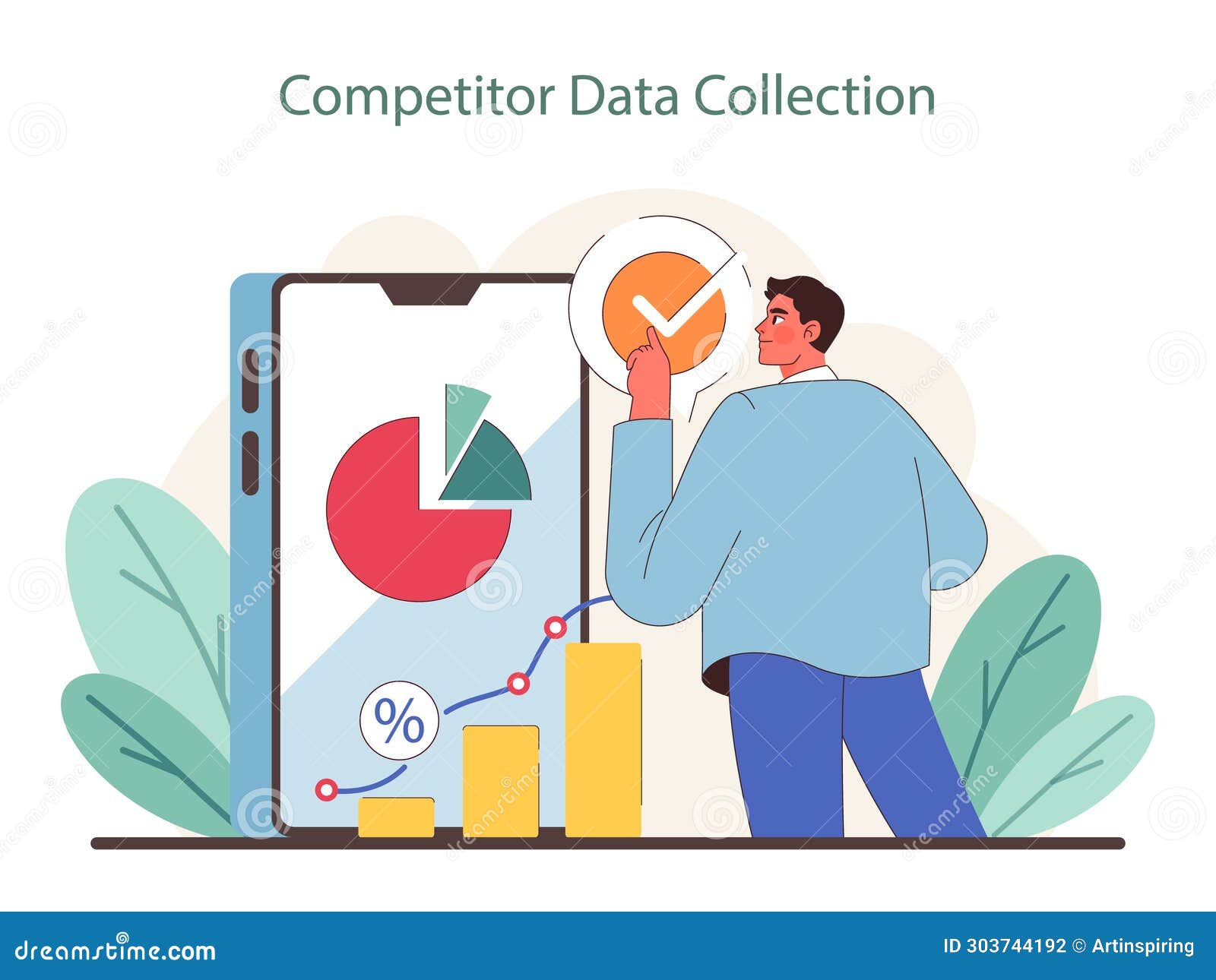 Competitor Data Collection Concept. a Marketer Analyzes Market Share ...
