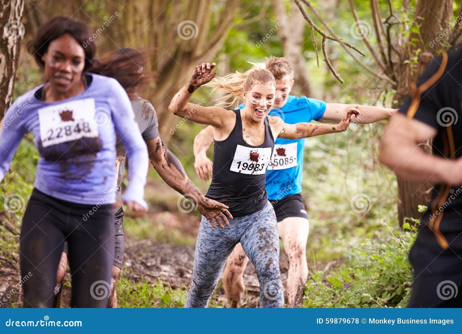 Competitors Enjoying a Run in a Forest at an Endurance Event Stock ...