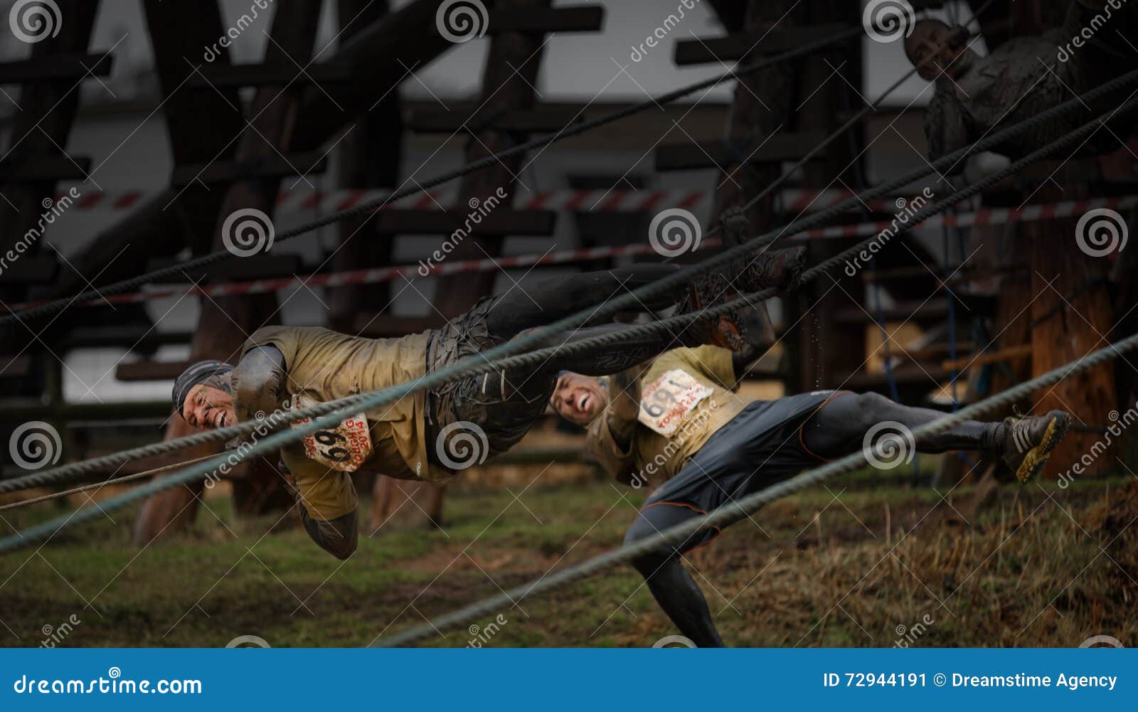 Competitors Falling from Ropes at 2014 Tough Guy Obstacle Race ...