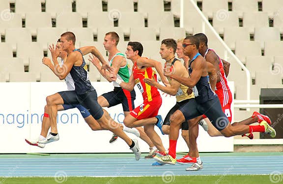 Competitors on Start of 100m Editorial Photography - Image of meters ...