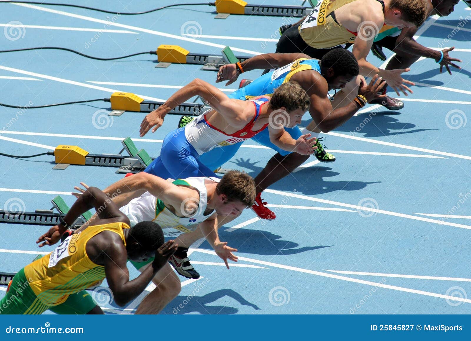Competitors on Start of 110m Men Hurdles Editorial Photography - Image ...