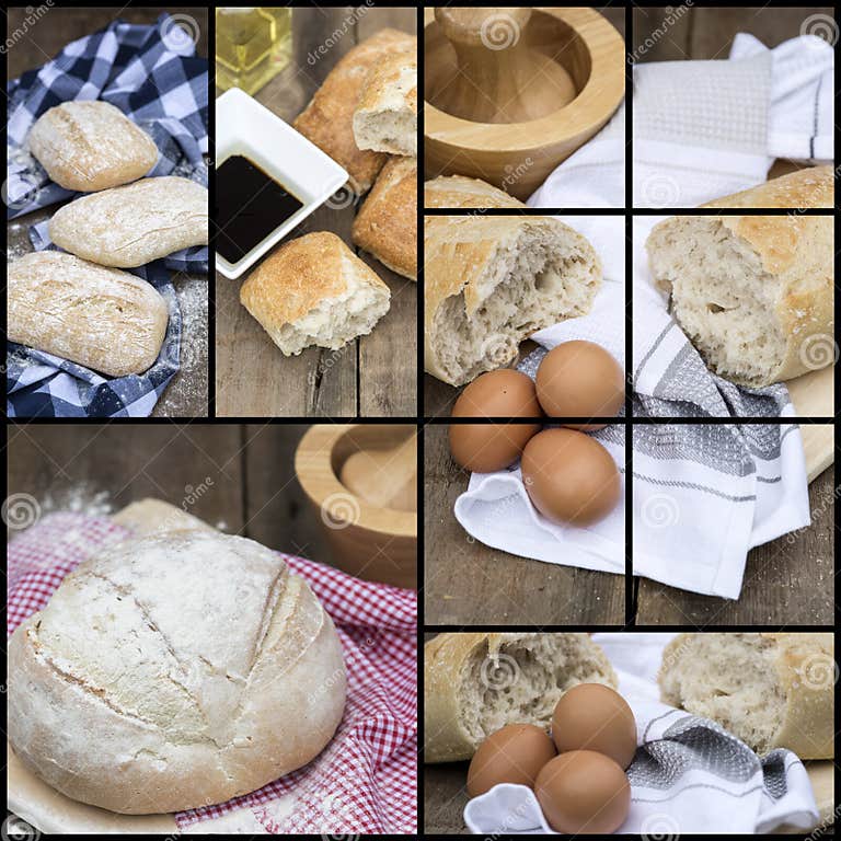 Compilation Collage of Fresh Bread Making Stages Stock Photo - Image of ...