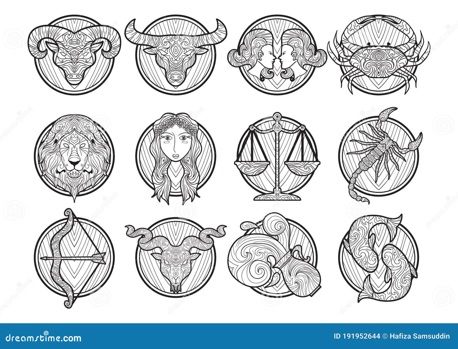 Compilation of Horoscope. Vector Illustration Decorative Design Stock ...