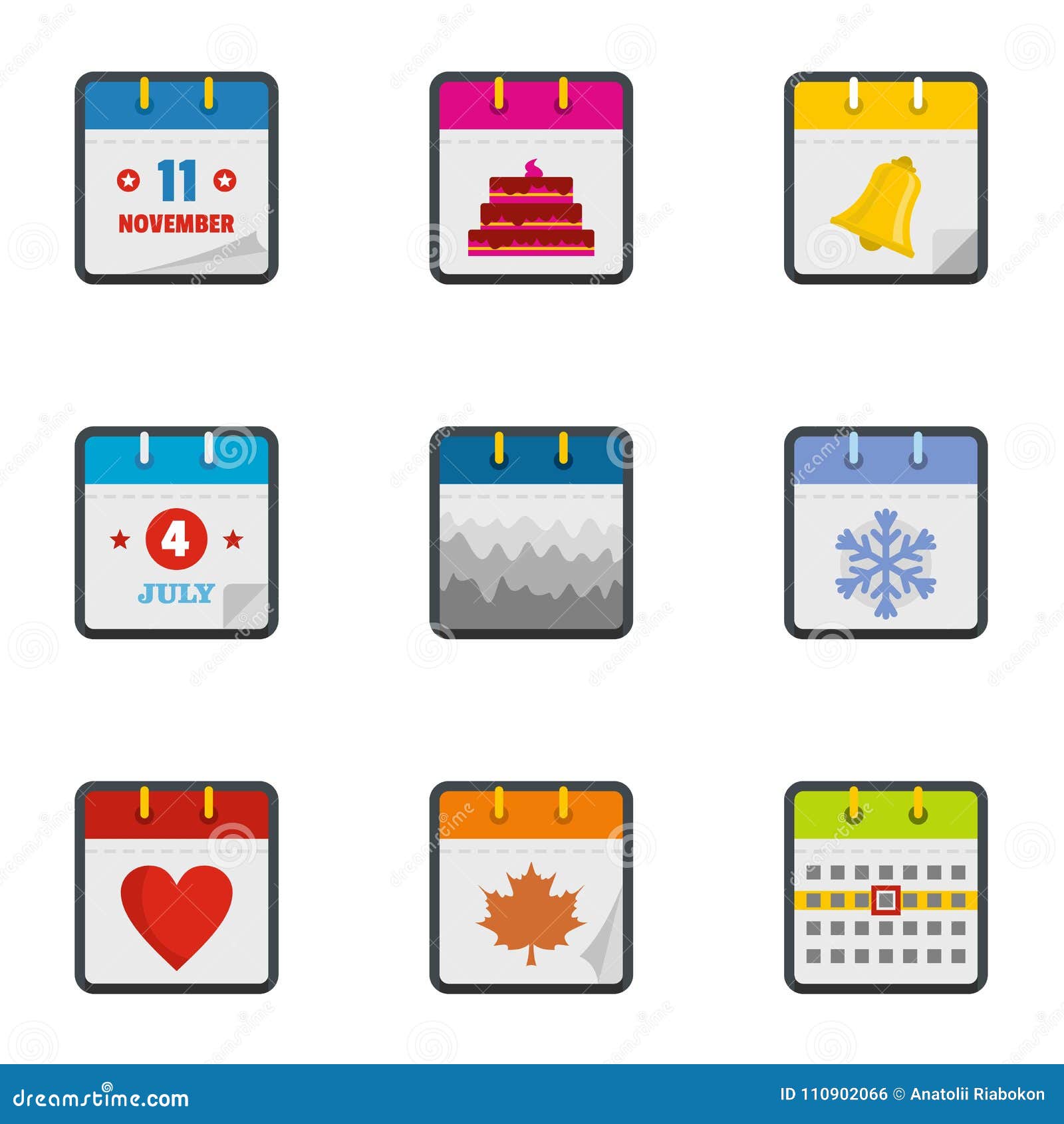 Compilation Icons Set, Flat Style Stock Vector - Illustration of ...