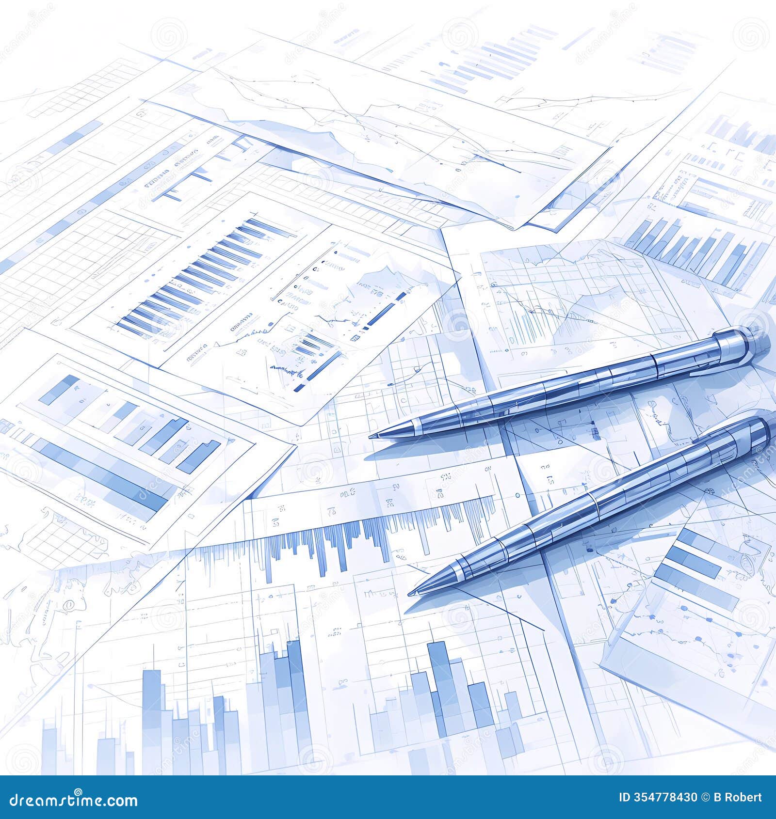 Compilation of Sheets and Diagrams for Analysis Stock Illustration ...