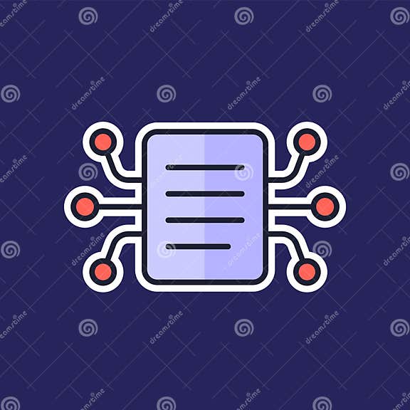 Compiling Data Icon with Document, Outlined Design Stock Vector ...