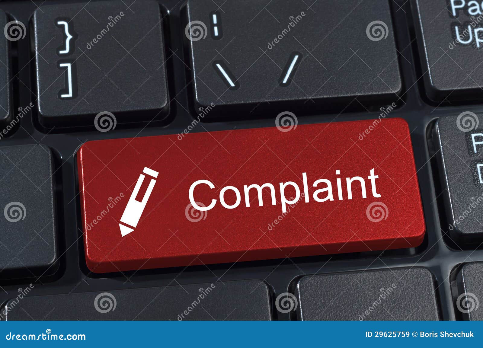 Complaint Button Keyboard with Pen Icon. Stock Image - Image of ...