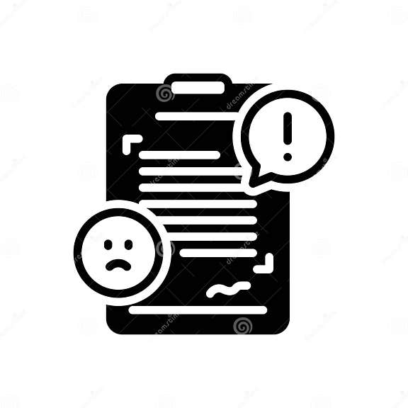 Black Solid Icon for Complaint, Grievance and Message Stock ...