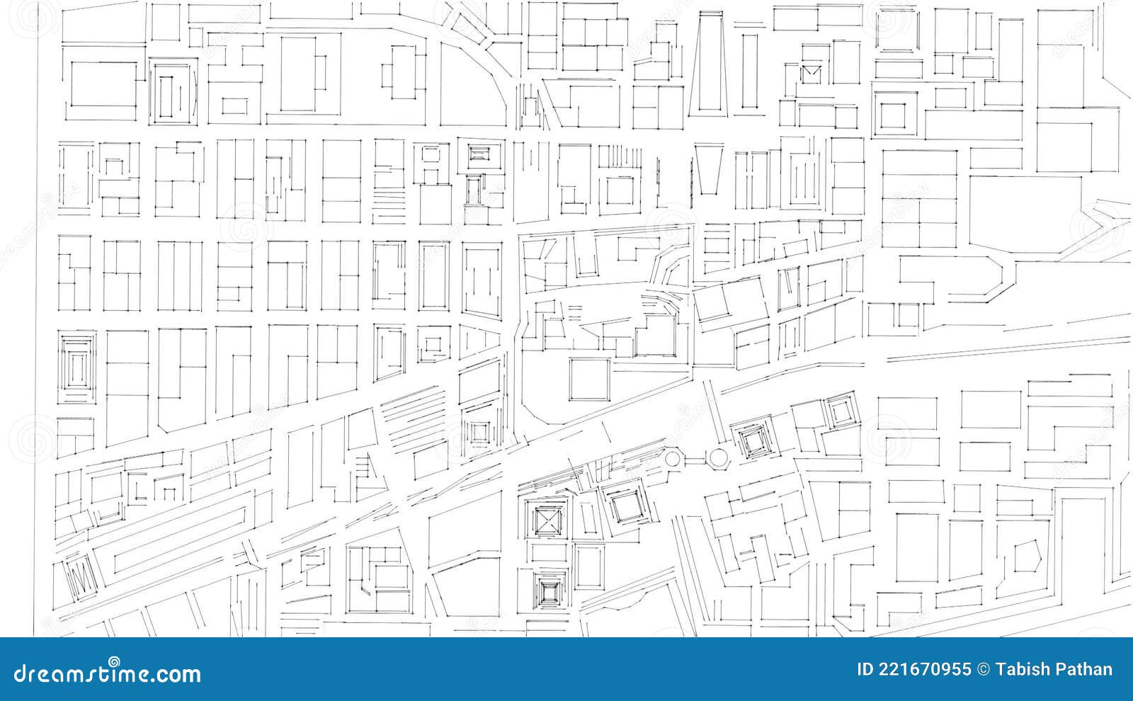 The Complete Architectural Layout Sketch Blueprint Drawing of a City ...