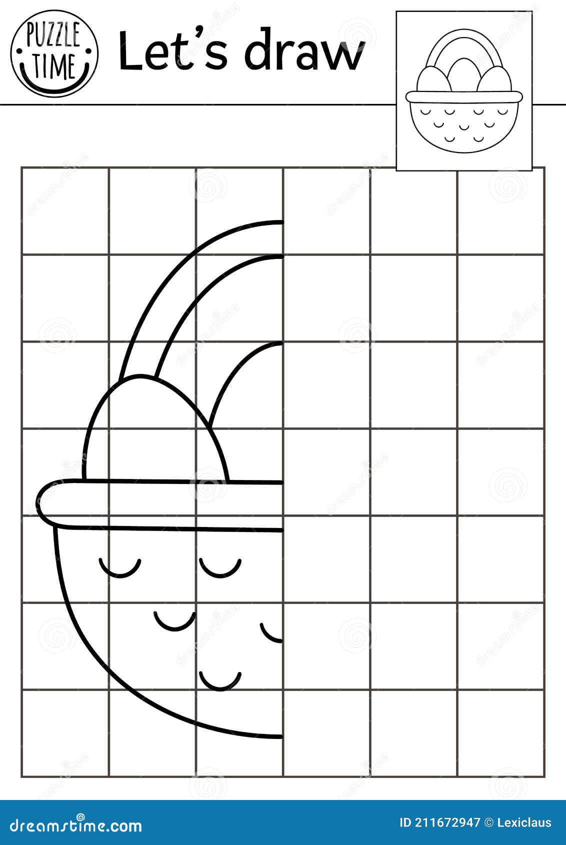 Complete the Basket with Eggs Picture. Vector Easter Drawing Practice ...