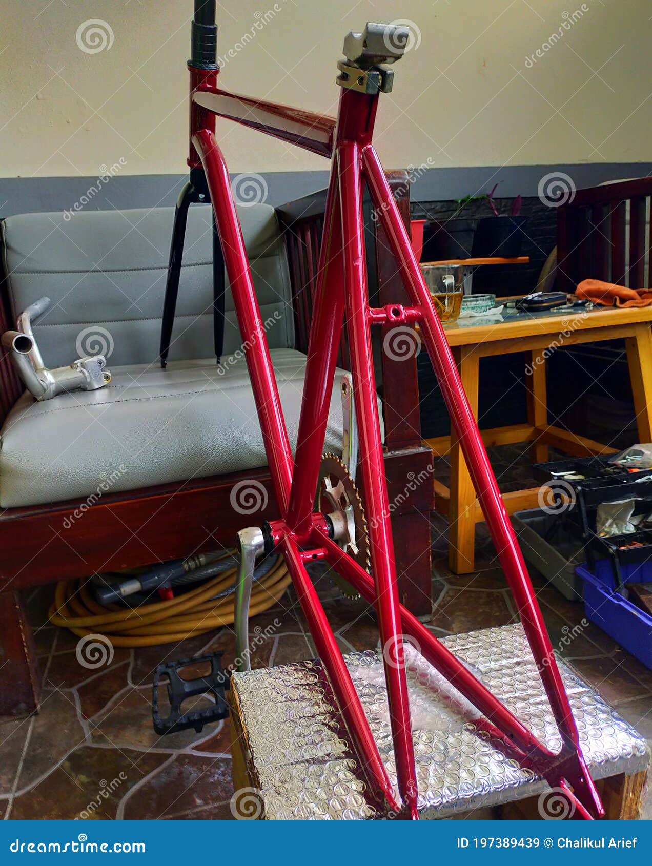 Complete bicycle repair stock image. Image of wheel - 197389439