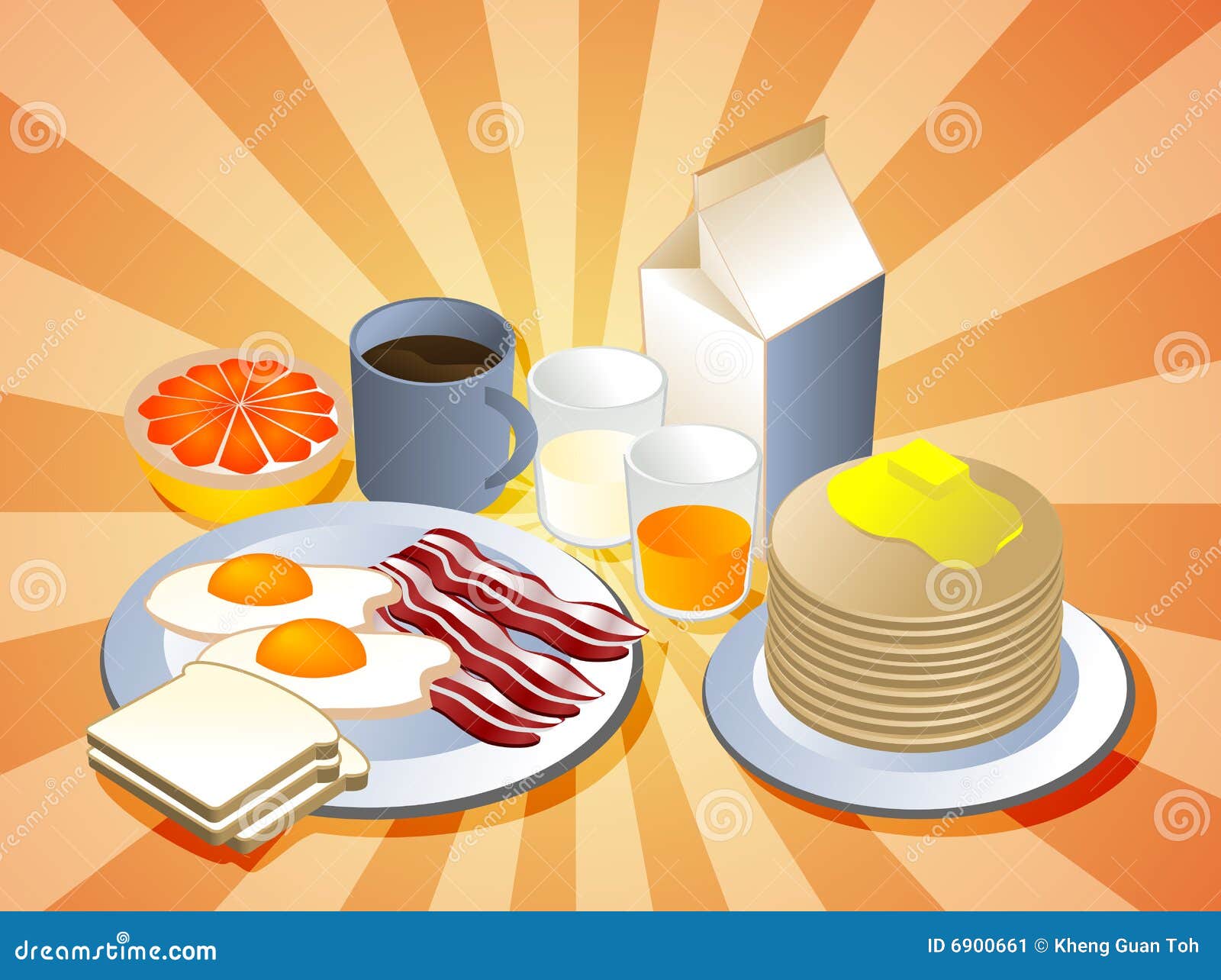 Complete breakfast stock vector. Illustration of beverage - 6900661
