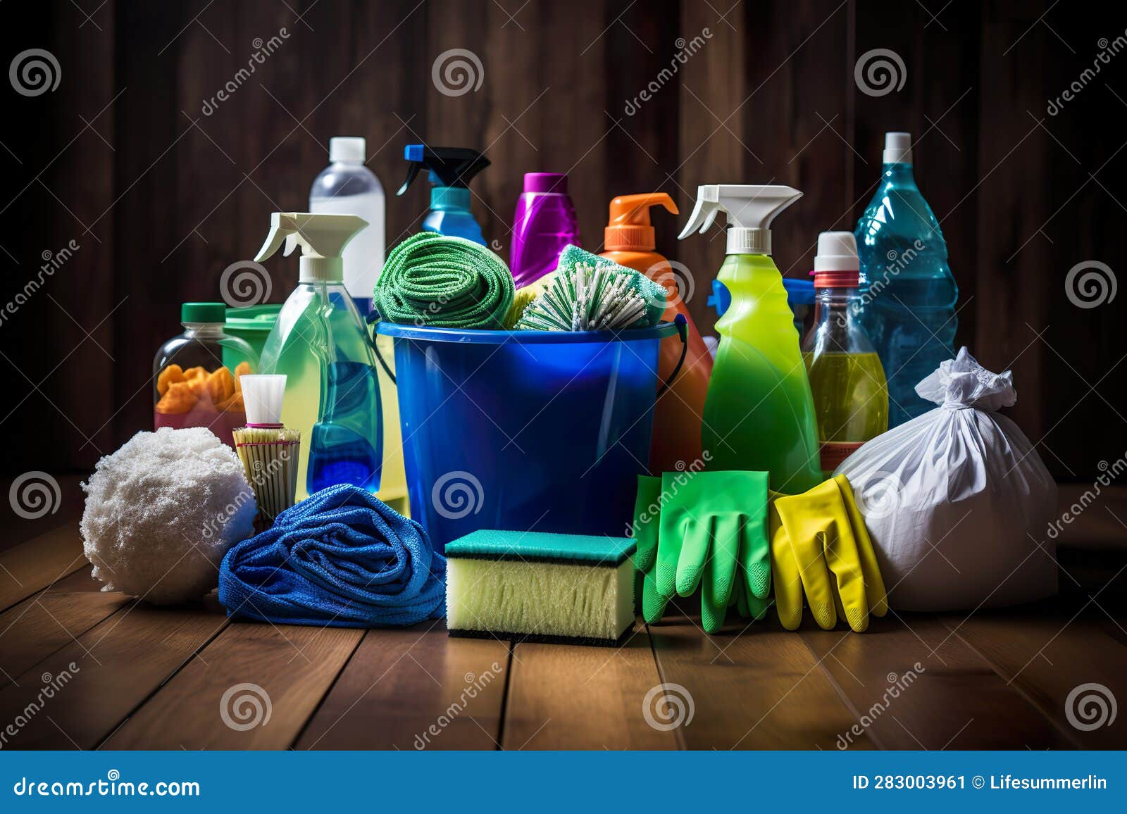 A Complete Collection of Cleaning Supplies. Stock Illustration ...