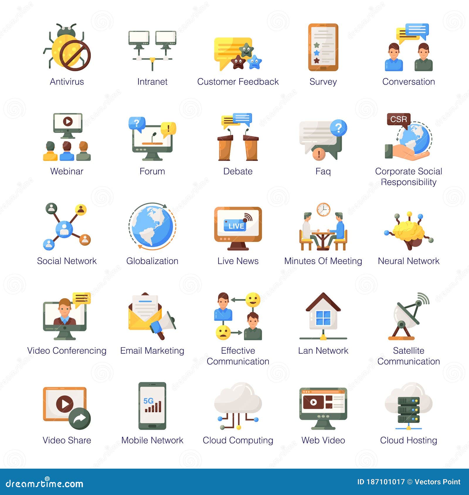 Pack of Networking Flat Icons Stock Vector - Illustration of network ...