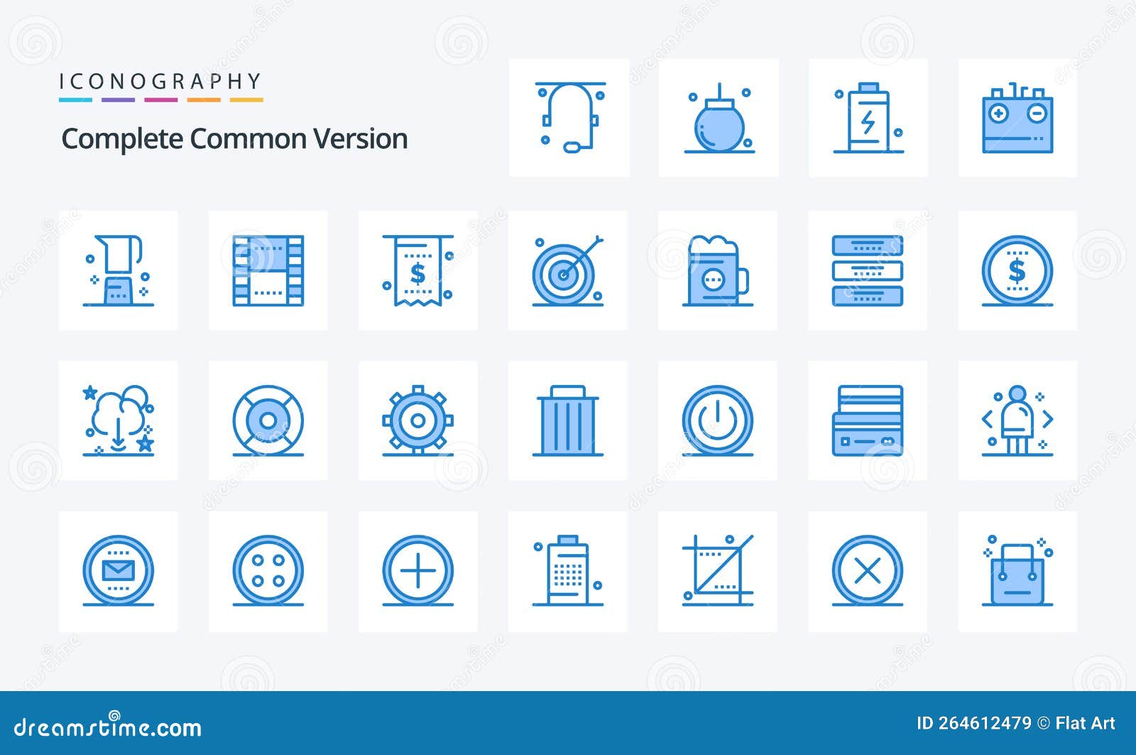 25 Complete Common Version Blue Icon Pack Stock Vector - Illustration of finance, money: 264612479