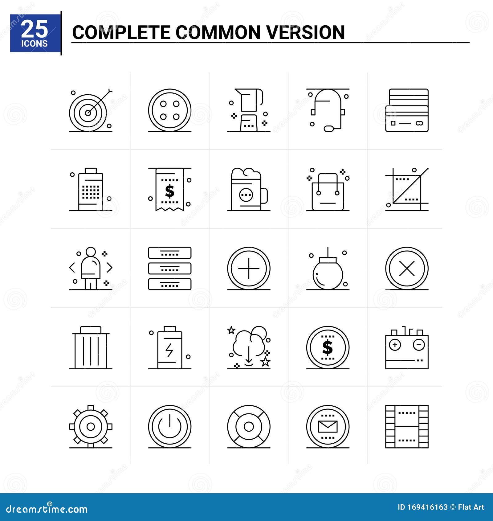 25 Complete Common Version Icon Set. Vector Background Stock Vector ...
