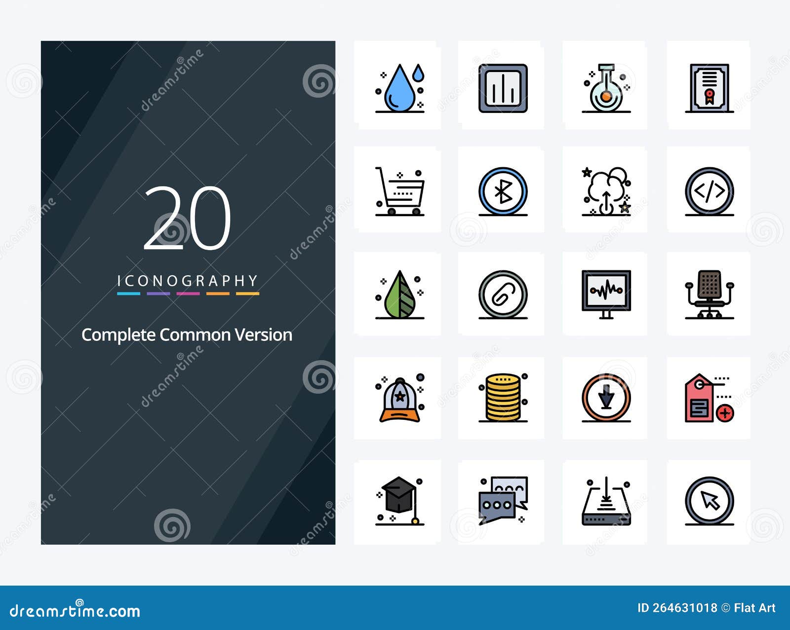 20 Complete Common Version Line Filled Icon for Presentation Stock ...