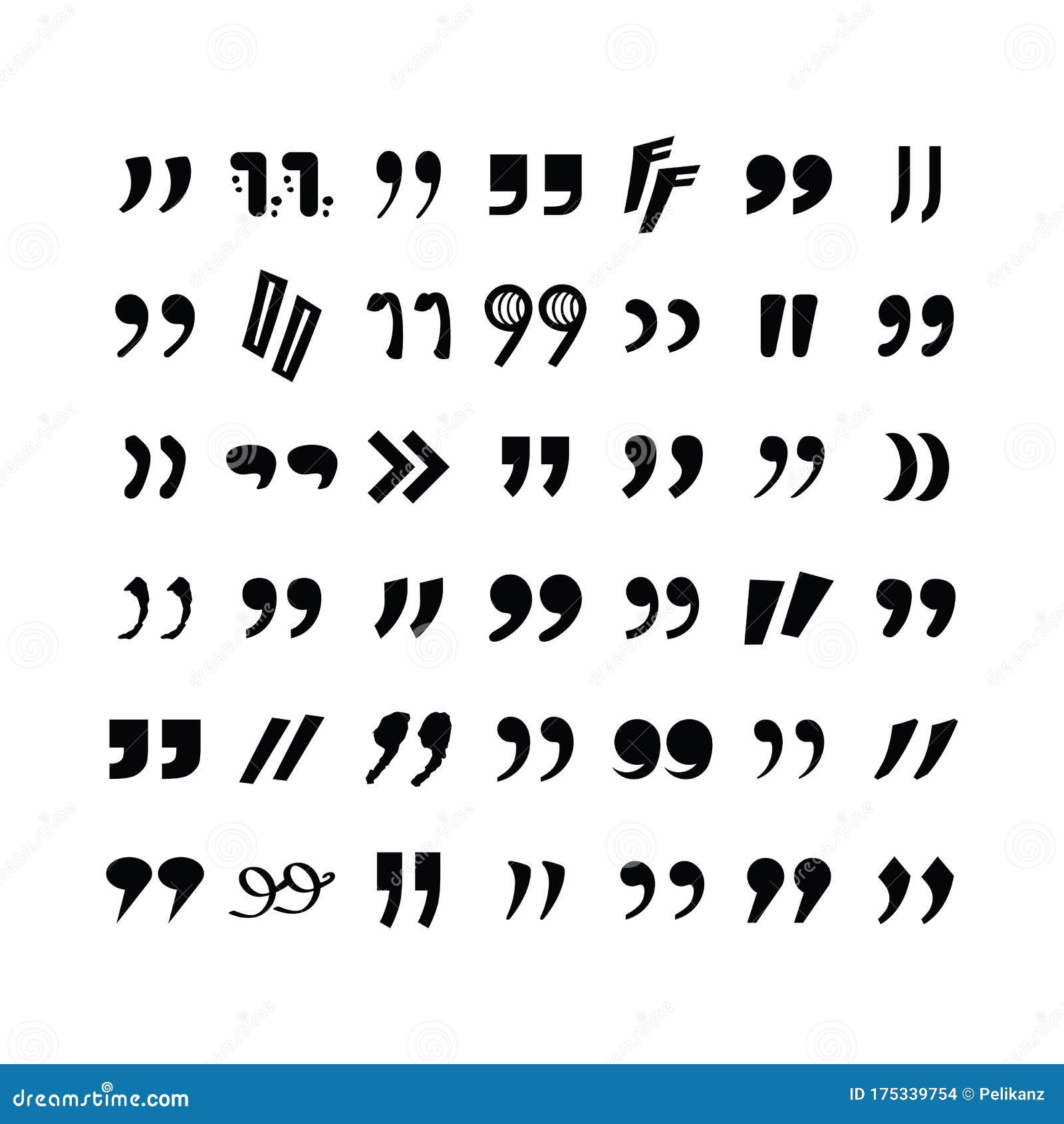 Complete Different Black Silhouette and Isolated Closing Quotation ...