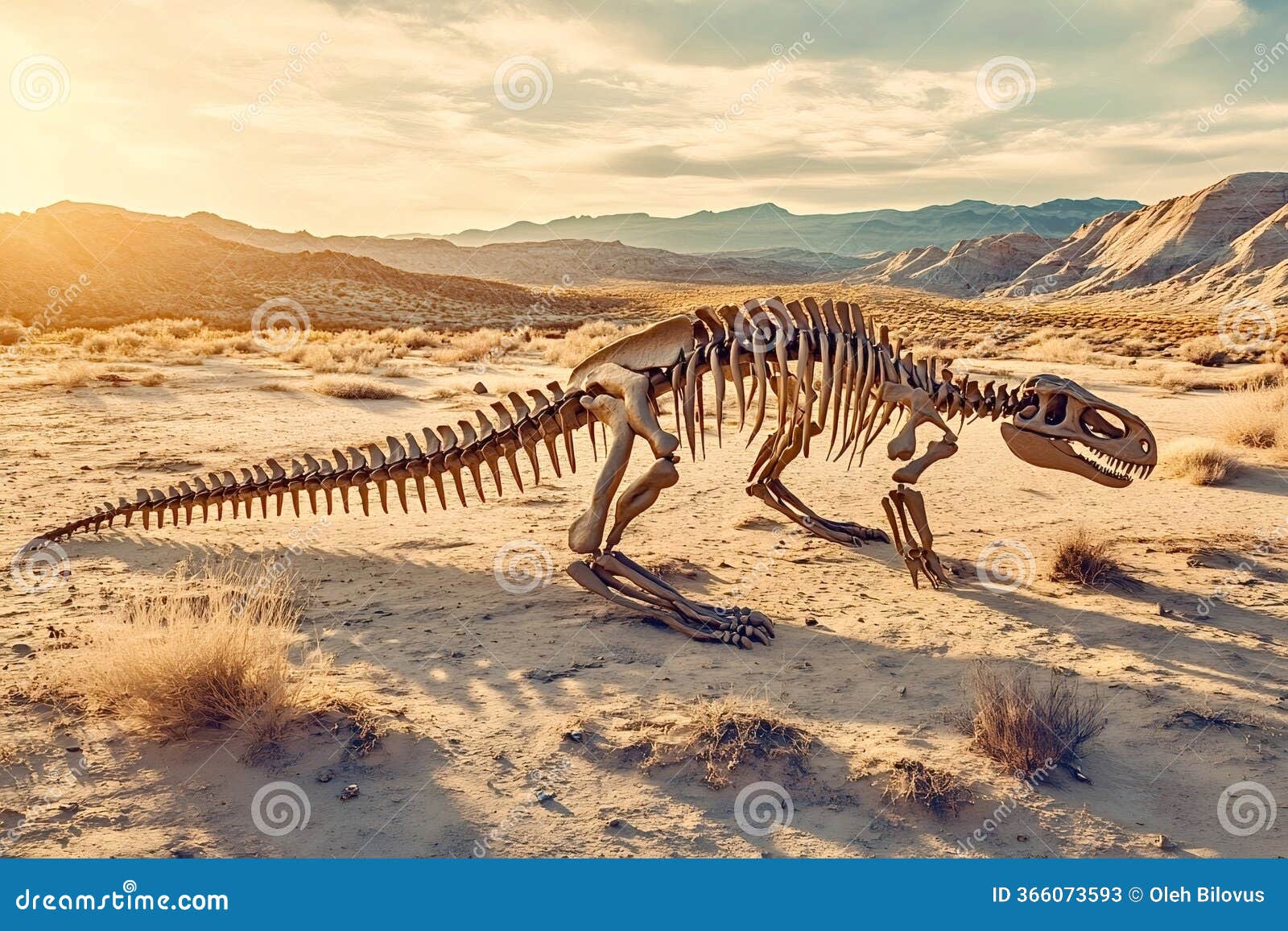 Dinosaur In Desert Setting, Concept Of Prehistoric Wildlife ...