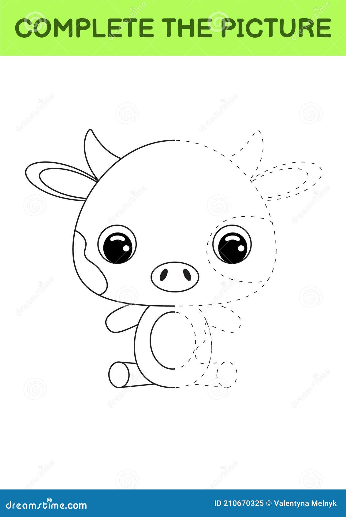 Complete Drawn Picture of Cute Caw. Coloring Book. Dot Copy Game ...