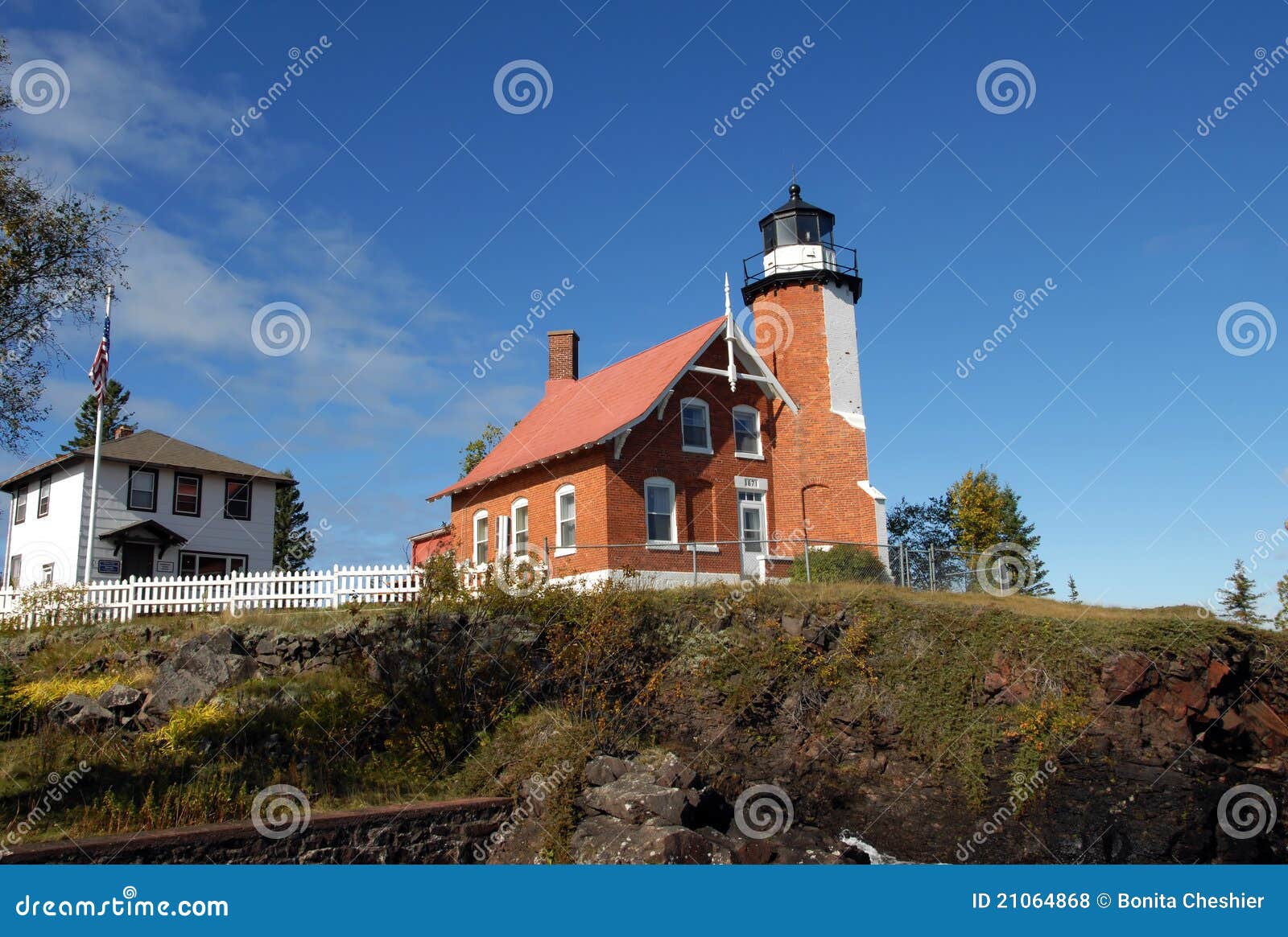 Complete Eagle Harbor Lighthouse Stock Photo - Image of operational ...