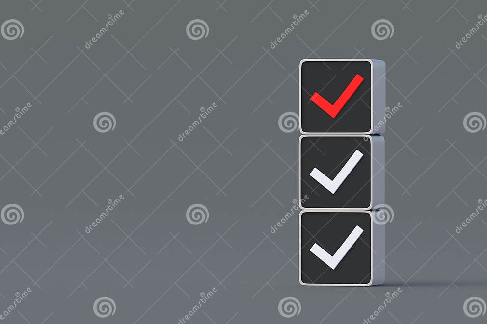 Complete Failure. Red Check Mark on Button. Incorrect Choice Concept ...