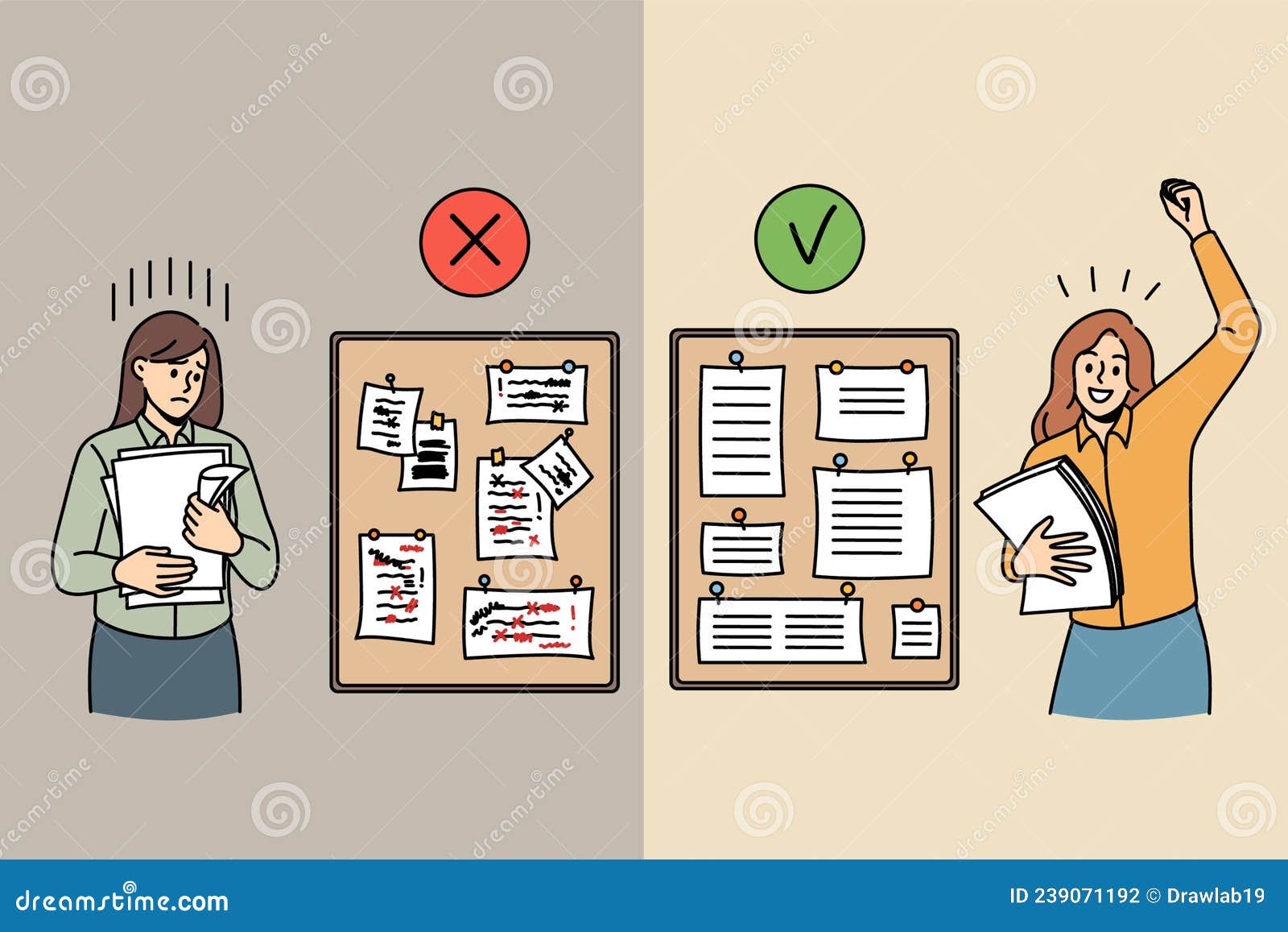 Complete and Failure Tasks at Work Concept. Stock Vector - Illustration ...
