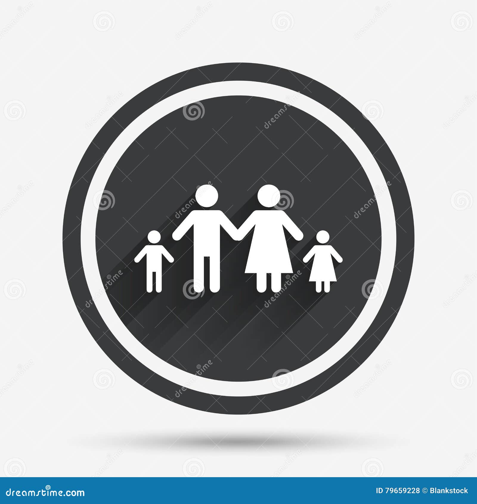 Complete Family with Two Children Sign Icon. Stock Vector ...